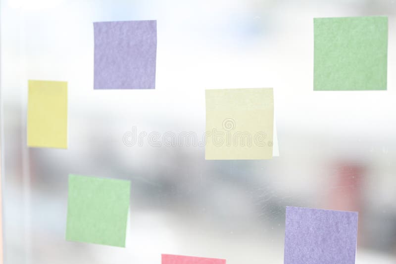 Colourful Sticky Note Glass Office Wall Stock Photos - Free & Royalty ...