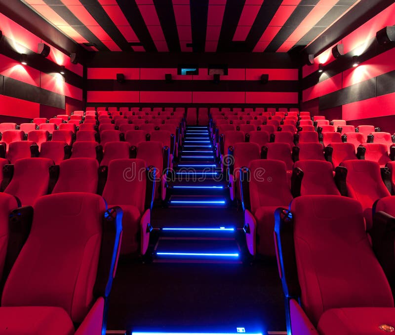Empty Comfortable Red Seats in Cinema Editorial Photo - Image of ...