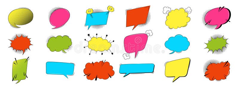 Empty Comic Book Bubbles in Trendy Pop Art Style Stock Illustration ...