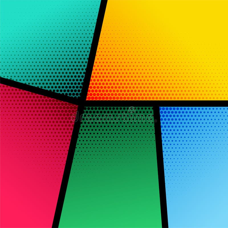 Empty Comic Book Page Template Colorful Background with Rays Stock ...