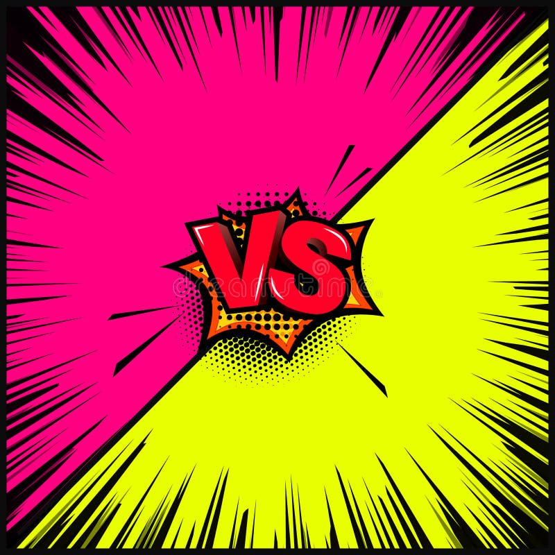 Versus Comic Frame Vs Comics Book Frames With Cartoon Text Speech