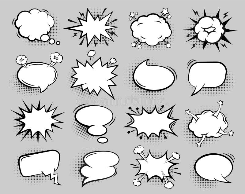 Empty Comic Bubble. Cartoon Speech Balloons for Text, Retro Chat Talk Dialog Clouds with ...