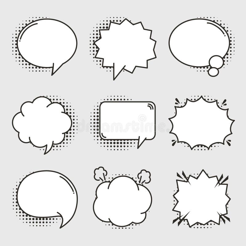 Empty comic bubbles set stock vector. Illustration of cartoon - 155321689