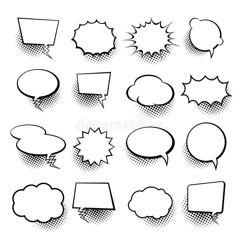 Empty Comic Collection Trendy Cloud Pop Art Vector Comic Box. Comics ...