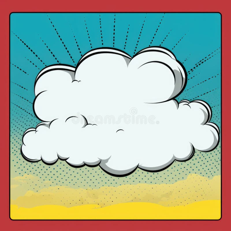 Empty Comic Speech Bubble in Form of Cloud and Rays on Blue Background ...