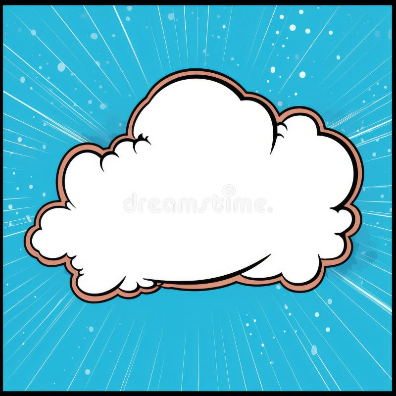 Empty Comic Speech Bubble in Form of Cloud and Rays on Blue Background ...
