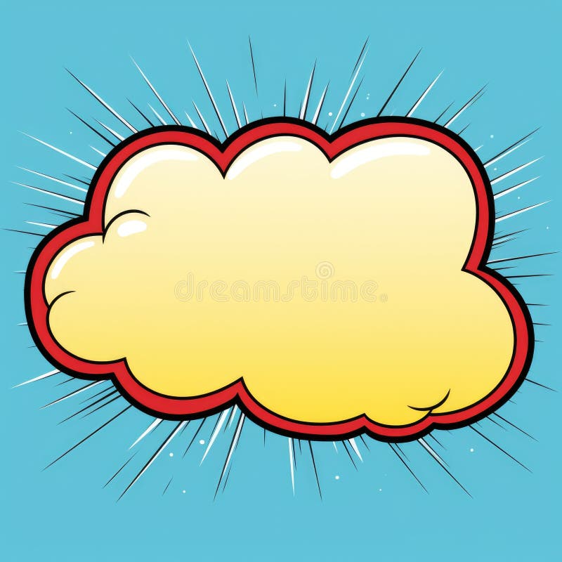 Empty Comic Speech Bubble in Form of Cloud and Rays on Blue Background ...