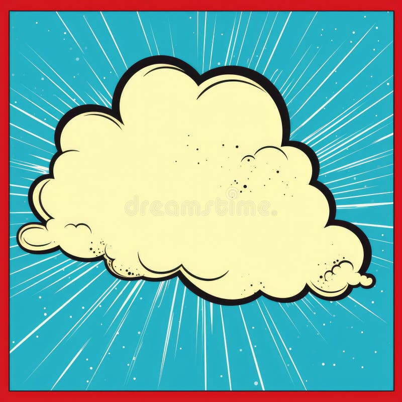 Empty Comic Speech Bubble in Form of Cloud and Rays on Blue Background ...