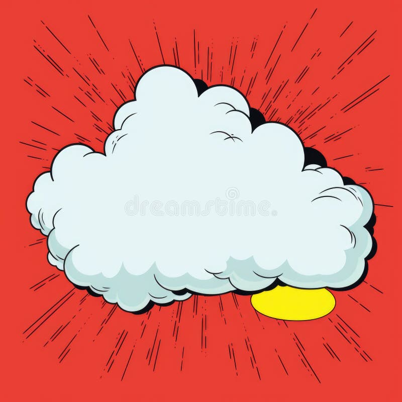 Empty Comic Speech Bubble in Form of Cloud and Rays on Red Background ...