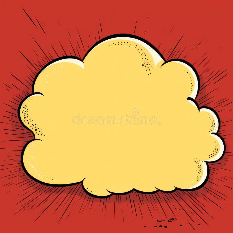 Empty Comic Speech Bubble in Form of Cloud and Rays on Blue Background ...