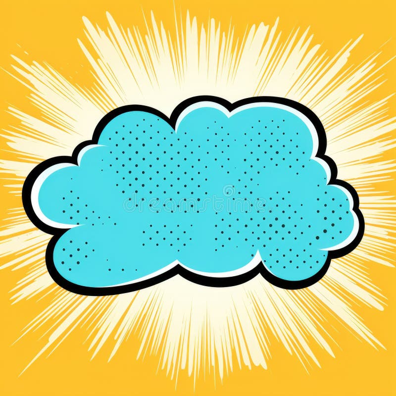 Empty Comic Speech Bubble in Form of Cloud and Rays on Blue Background ...