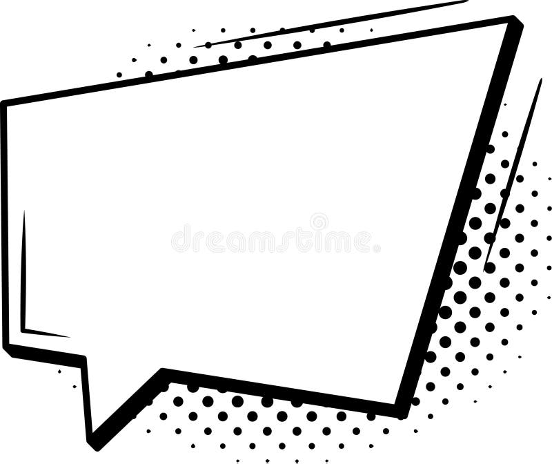 Empty Comic Speech Bubble is Popping Out with Halftone Dots and Thick ...