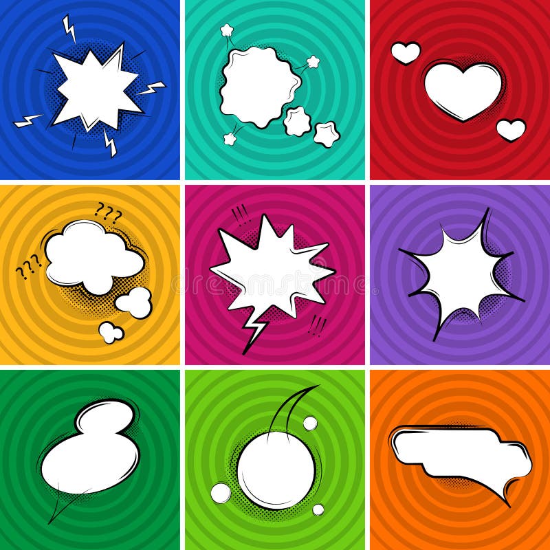 Empty Comic Speech Bubbles Signs Thin Line Set. Vector Stock Vector ...