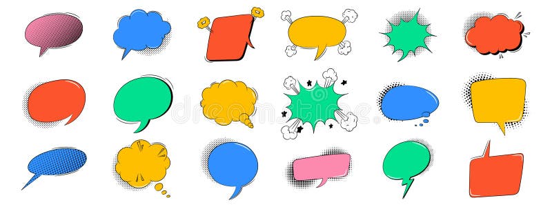 Empty Comic Speech Bubbles in Trendy Pop Art Style Stock Vector ...