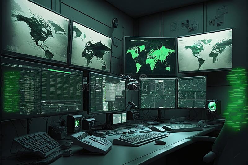 Empty Command Center Interior. Stock Illustration - Illustration of ...