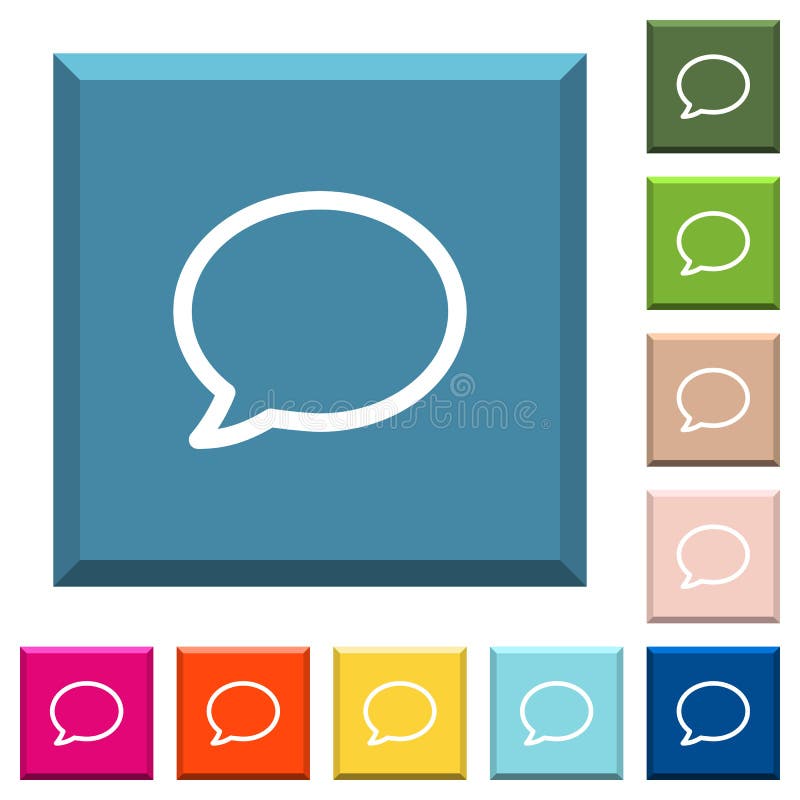 Empty Comment Bubble White Icons on Edged Square Buttons Stock ...