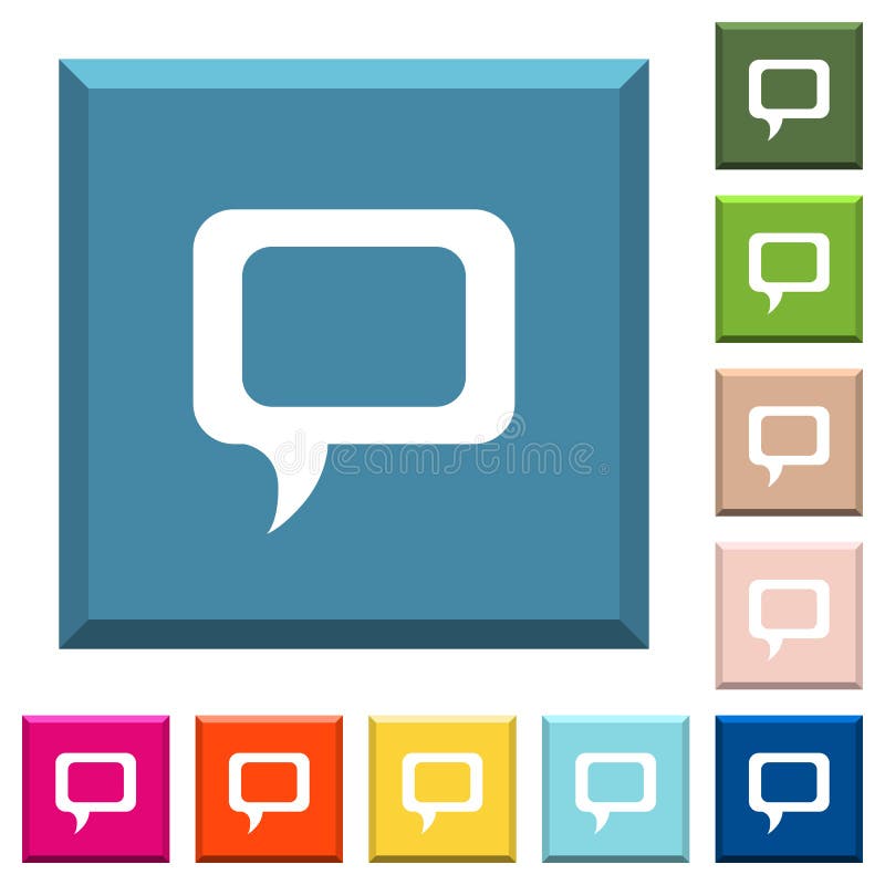Empty Comment Bubble White Icons on Edged Square Buttons Stock Vector ...