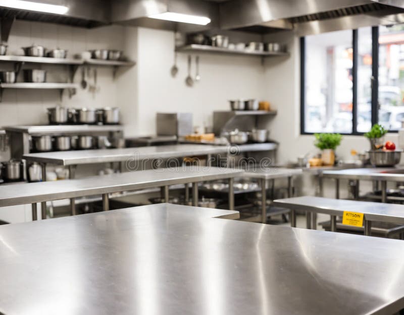 Empty Commercial Kitchen, Restaurant Kitchen Interior, Stainless Steel ...