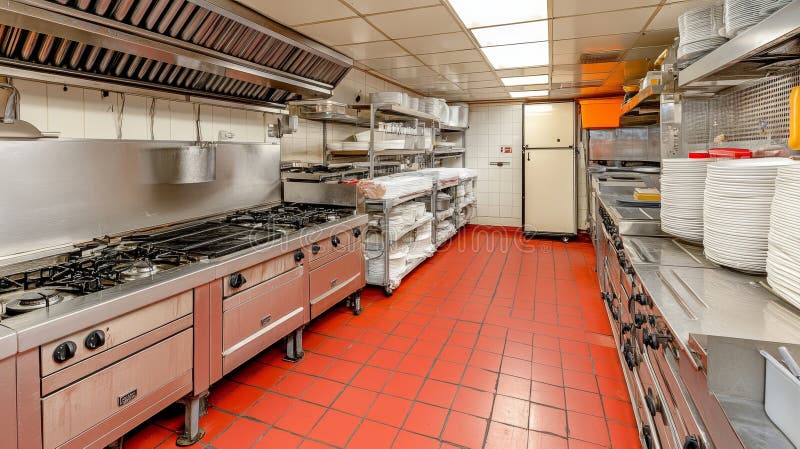 Empty Commercial Restaurant Kitchen with Stainless Steel Counters ...