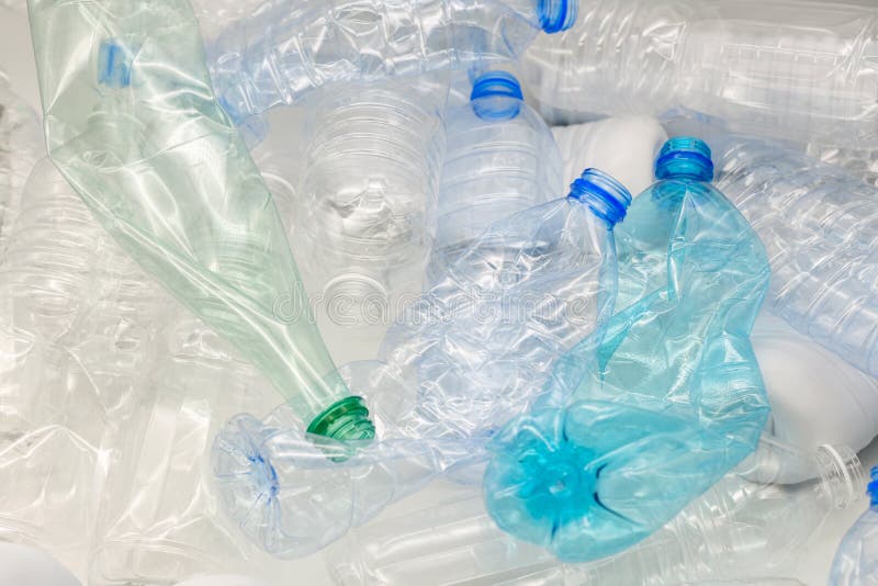 Compressed Plastic Drinking Water Bottle on ISolated Black Background ...