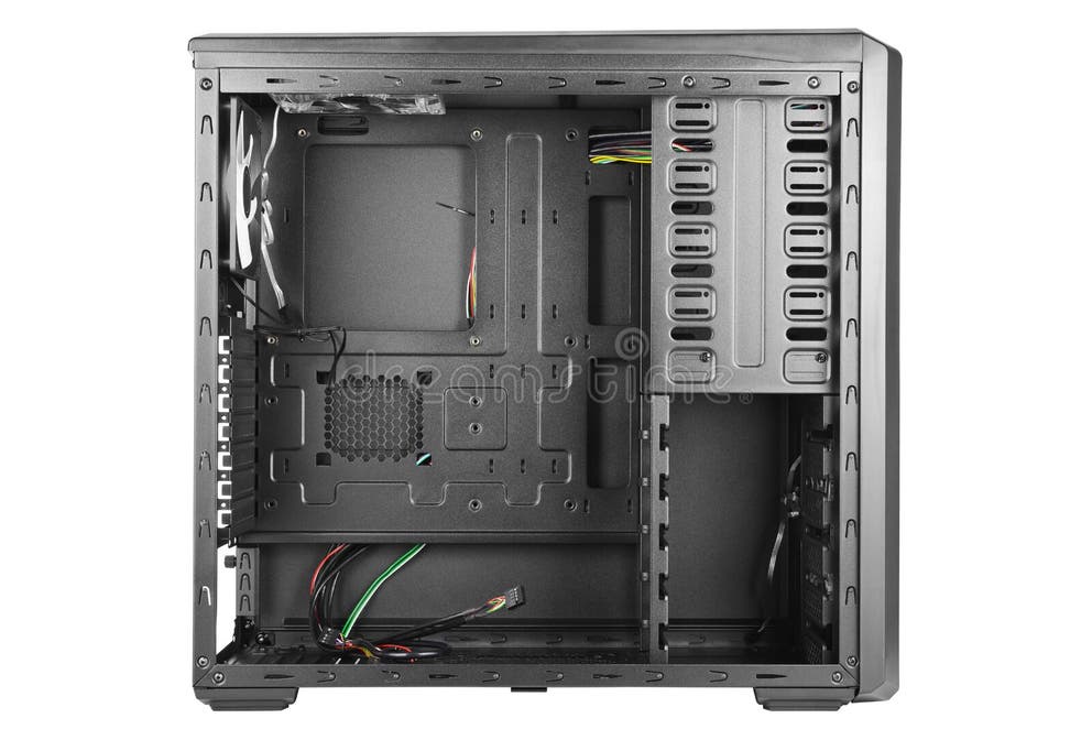 Empty computer case stock image. Image of black, cable - 26637199