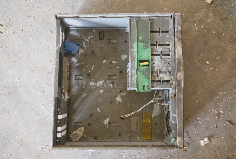 Empty Computer Case on Dusty Surface Stock Photo - Image of internal ...