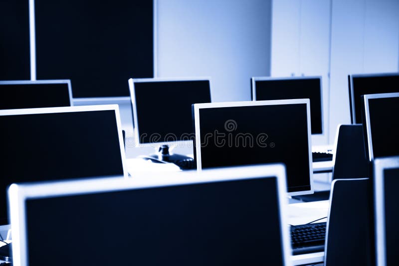 Empty computer classroom stock photo. Image of center - 83622254