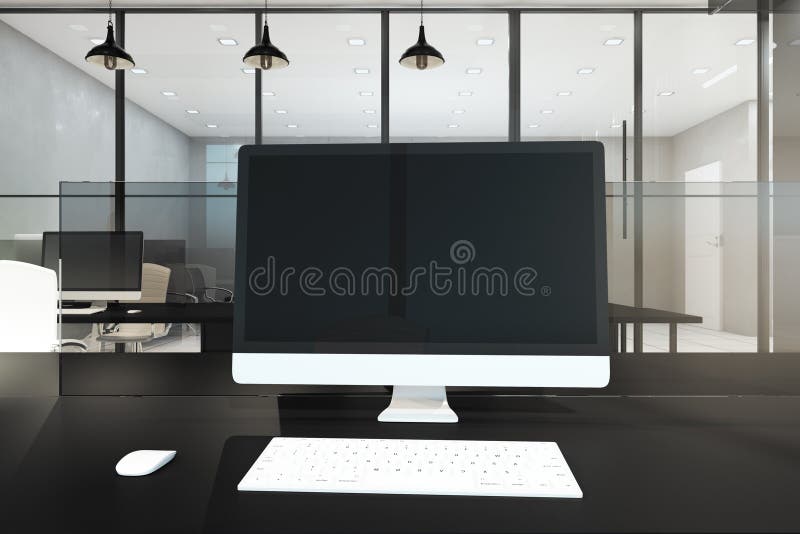 Empty Computer Monitor in Office Editorial Image - Illustration of ...