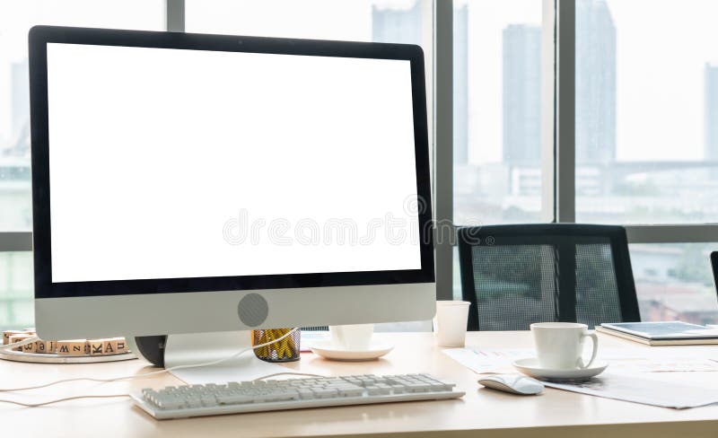Empty Computer Monitor Screen for Design Mock Up Template Stock Image - Image of desktop ...