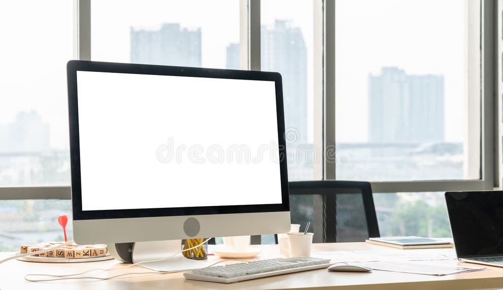 Empty Computer Monitor Screen for Design Mock Up Template Stock Image - Image of creative ...