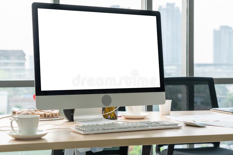 Empty Computer Monitor Screen for Design Mock Up Template Stock Photo - Image of creativity ...