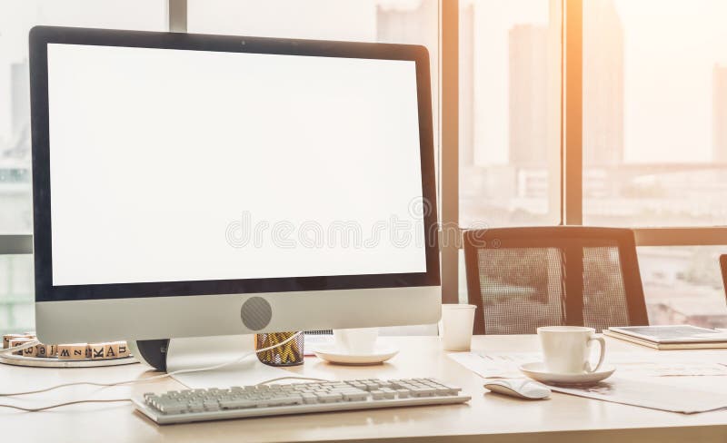 Empty Computer Monitor Screen for Design Mock Up Template Stock Photo - Image of bright, closeup ...