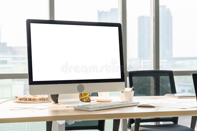 Empty Computer Monitor Screen for Design Mock Up Template Stock Image - Image of modern, window ...