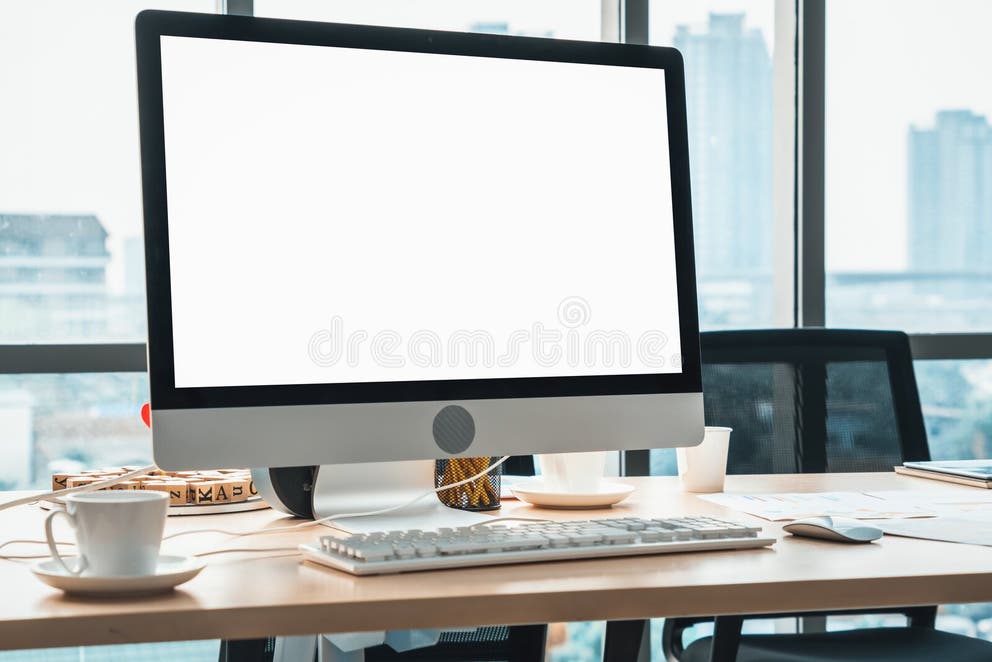 Empty Computer Monitor Screen for Design Mock Up Template Jivy Stock Image - Image of creative ...