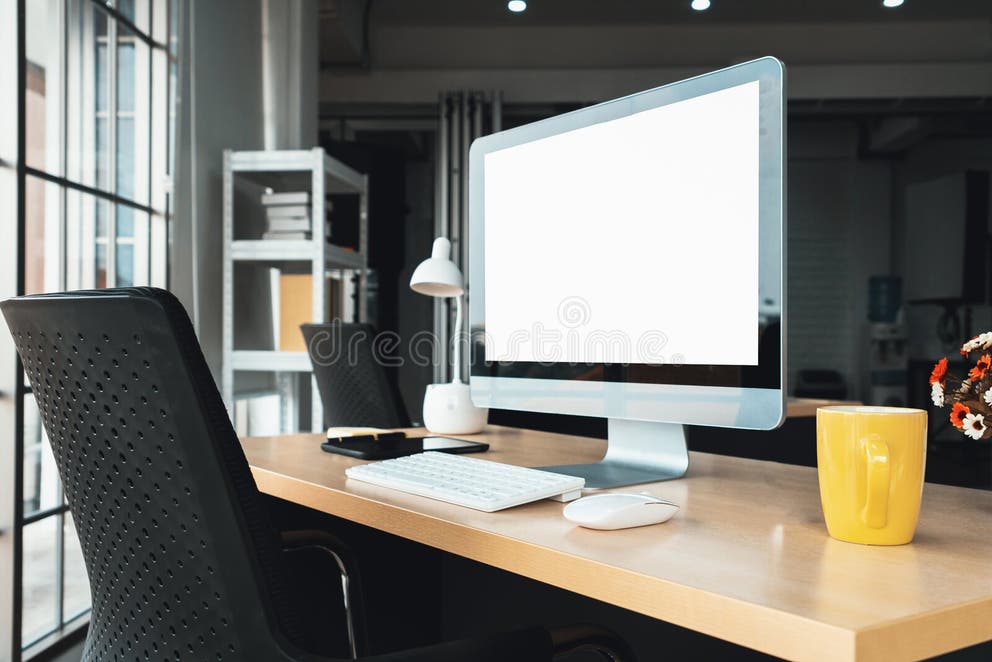 Empty Computer Monitor Screen for Design Mock Up Template Jivy Stock Photo - Image of office ...