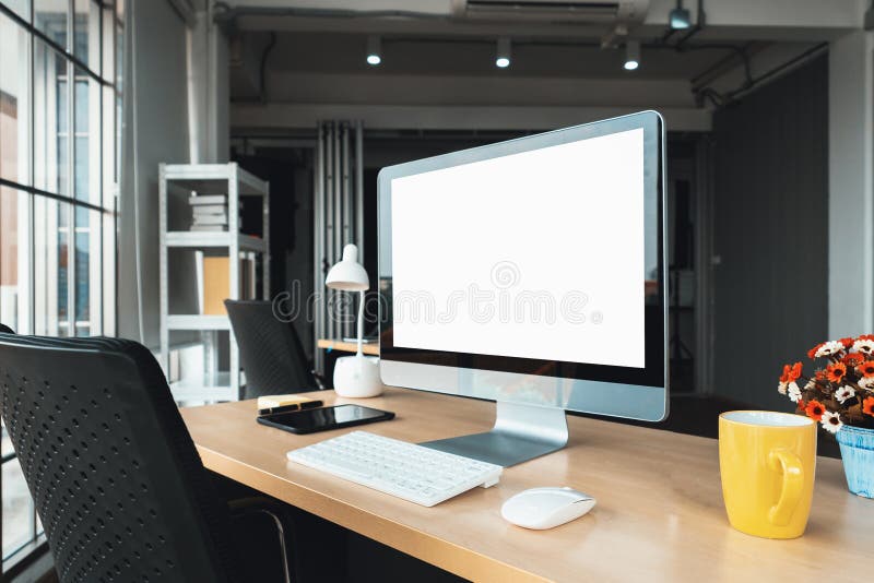 Empty Computer Monitor Screen for Design Mock Up Template Stock Image - Image of screen, modern ...