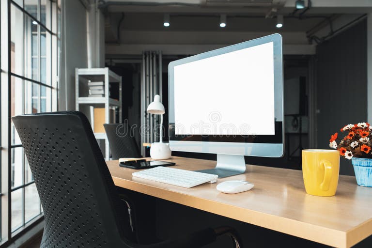 Empty Computer Monitor Screen for Design Mock Up Template Jivy Stock Image - Image of office ...
