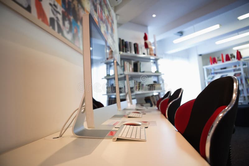 Empty computer room stock image. Image of education, people - 49208599