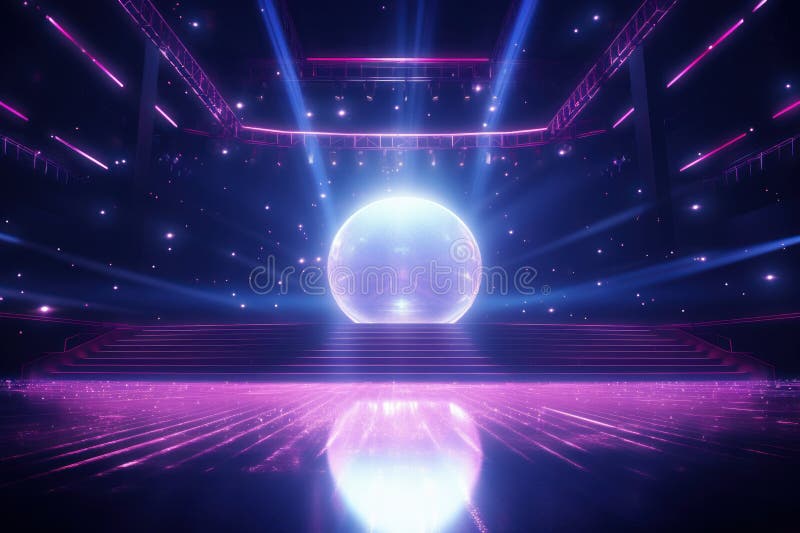 Empty Concert Stage with Illuminated Spotlights Stock Photo - Image of ...