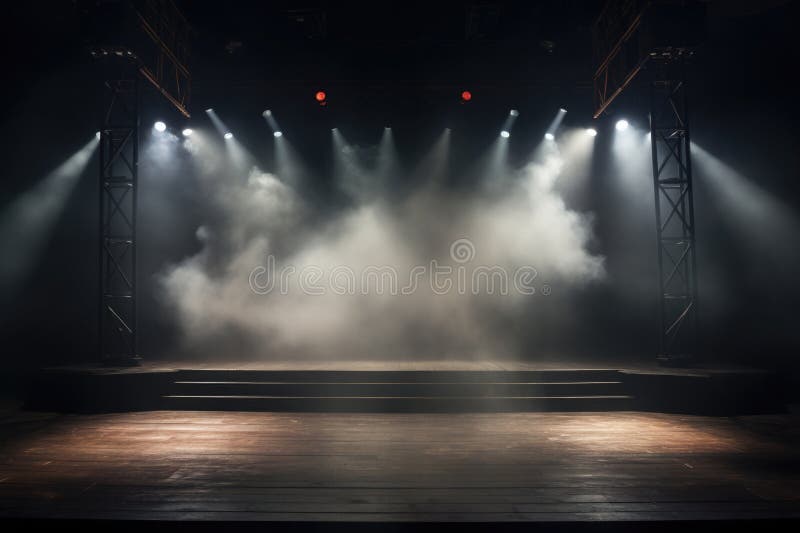 Empty Musical Scene with Smoke and Spotlights. Generative AI Stock ...