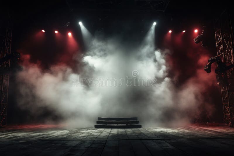 Empty Musical Scene with Smoke and Spotlights. Generative AI Stock ...