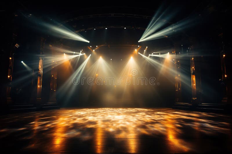 Empty Concert Stage in the Light of Spotlights. Performance. Generated ...