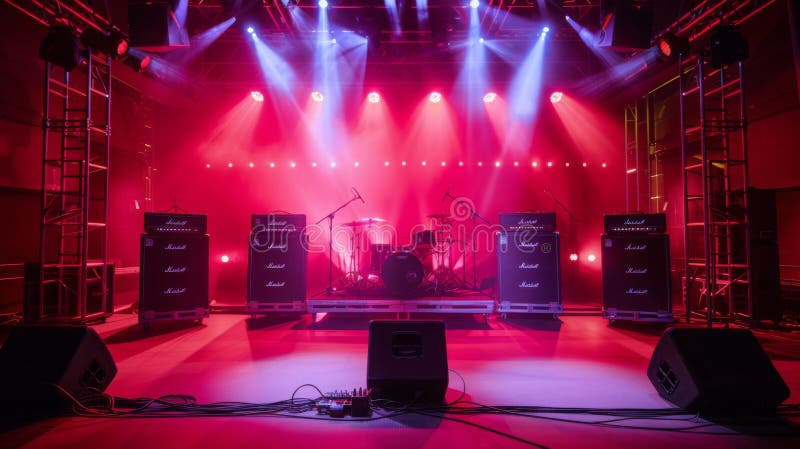 Empty Concert Stage with Lights Stock Photo - Image of performance ...