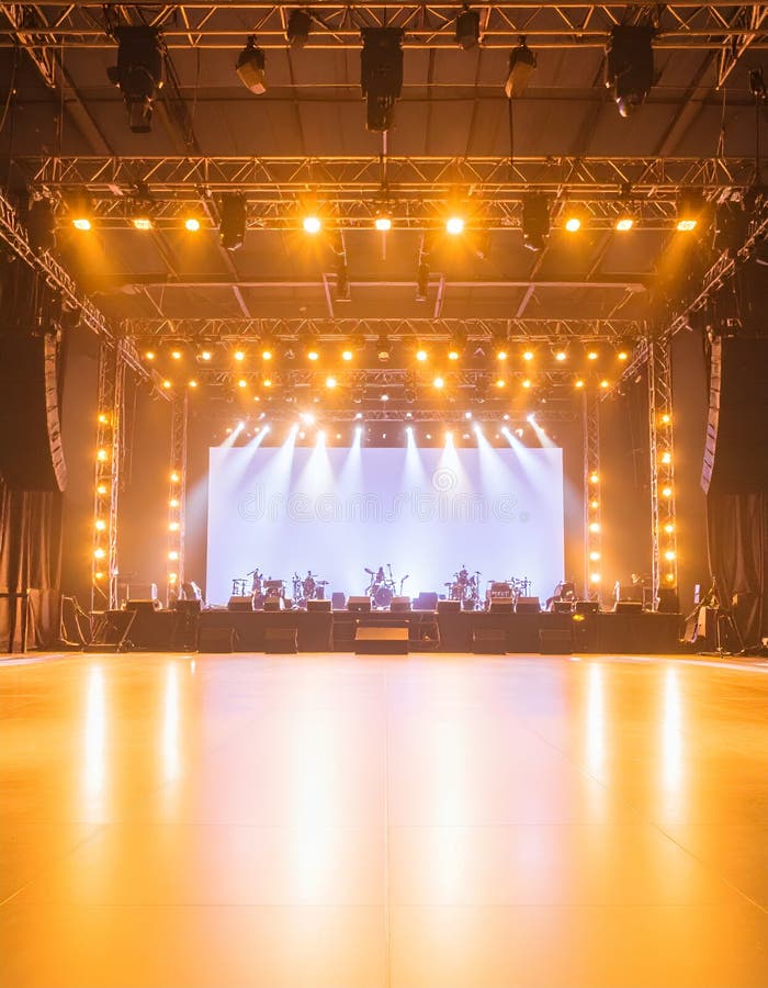 Empty Concert Stage with Lights and Screen Stock Photo - Image of empty ...