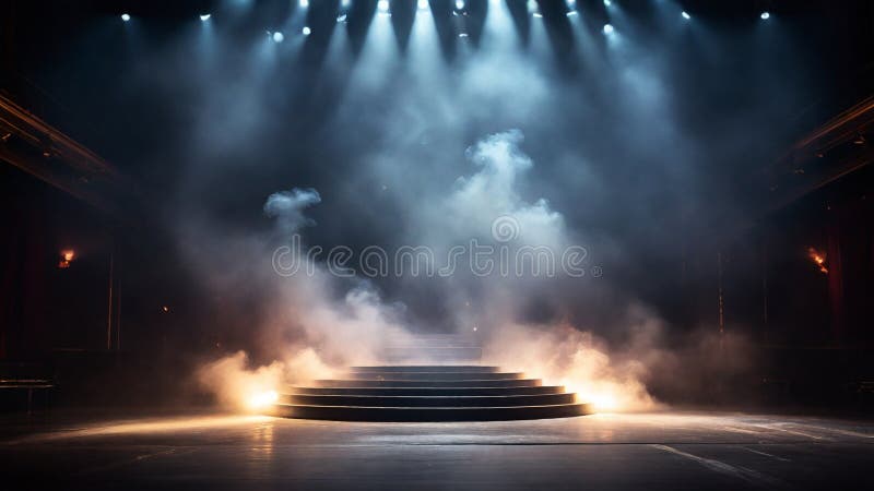 Empty Concert Stage with Spotlights and Smoke – Dramatic Performance ...