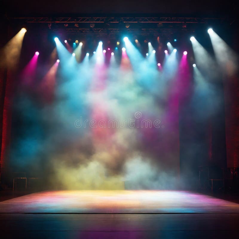 Empty Concert Stage with Spotlights and Smoke – Dramatic Performance ...