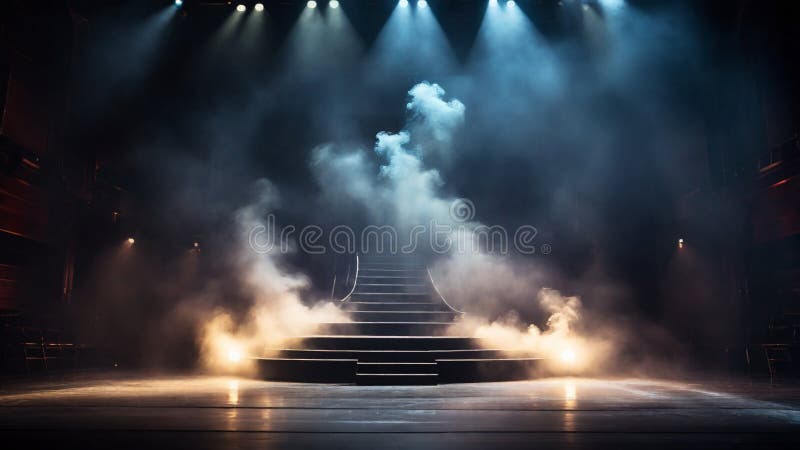 Empty Concert Stage with Spotlights and Smoke – Dramatic Performance ...