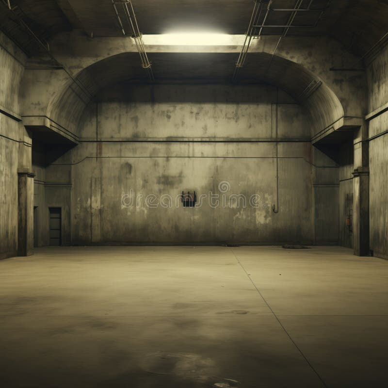 Empty Concrete Basement with Lateral Lights, Interior Concept ...