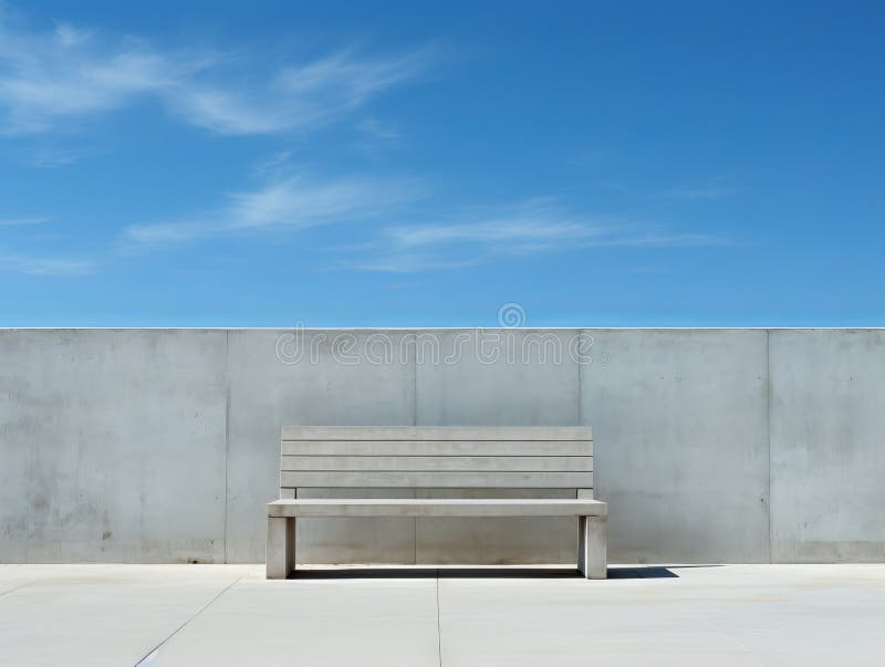 Empty Concrete Bench in Front of a Concrete Wall Stock Illustration ...