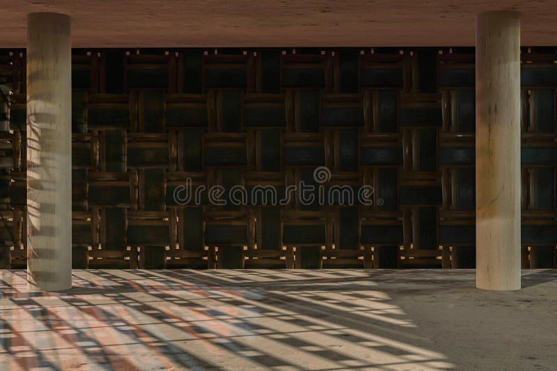Empty Concrete and Braided Leather Interior Background with Reflections ...